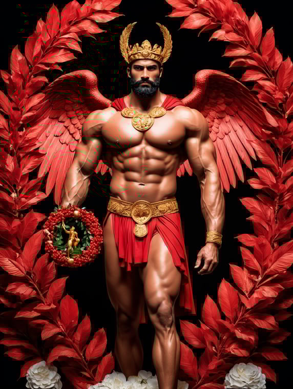 Premium Free ai Images | red greek mythological hero hercules red ...