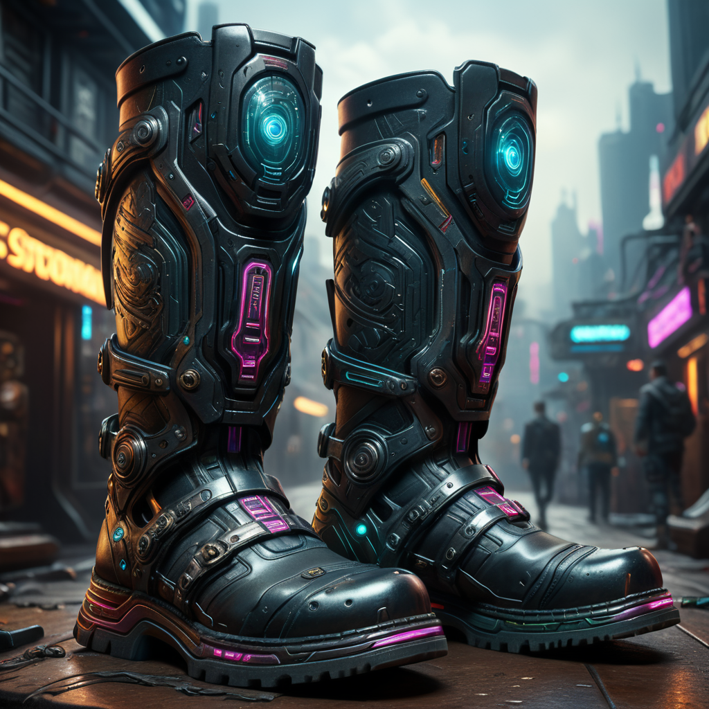 Premium Free ai Images | cyberpunk magnetic boots