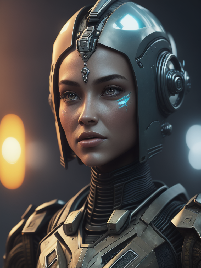 Lumenor AI Image Generation - girl iced robot in height