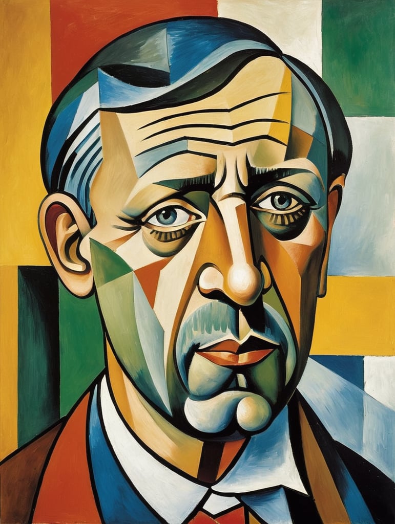 Premium Free ai Images | self portrait pf pablo picasso cubism