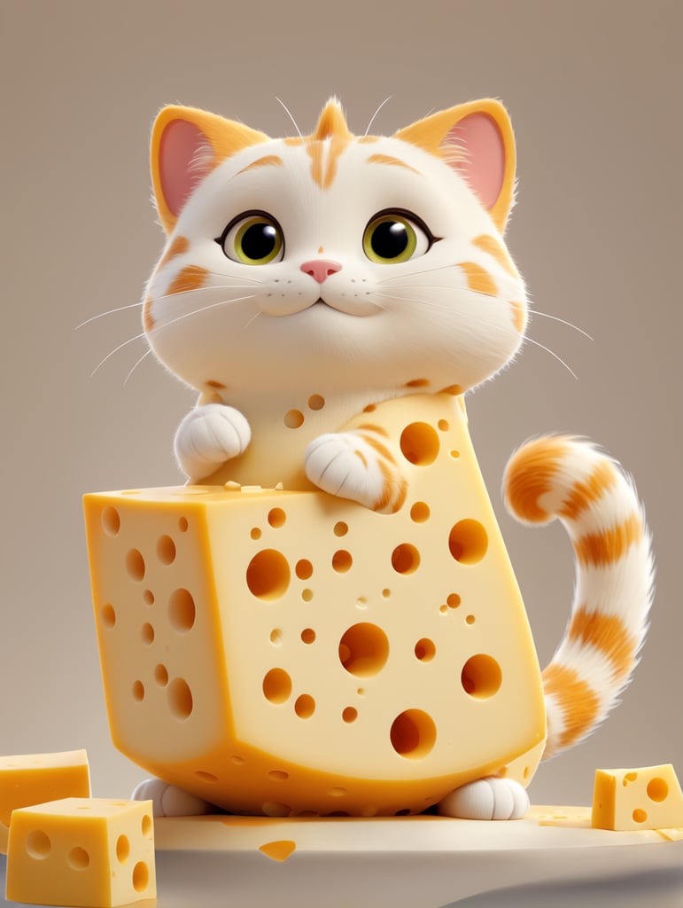 Premium Free ai Images | cheese cat made from swiss cheese