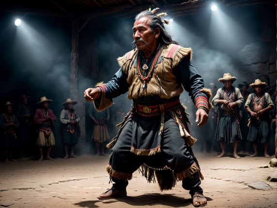 Premium Free ai Images | elderly coya bolivian tribesman ritual dancing ...