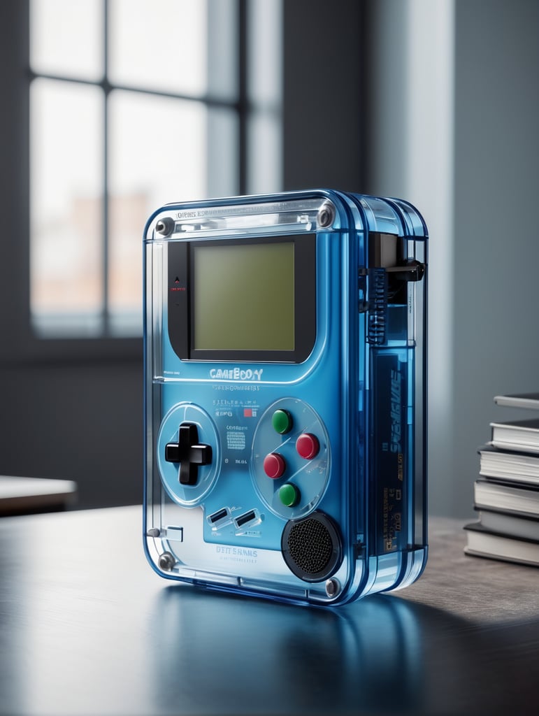 Premium Free ai Images | see through blue translucent game boy designed ...