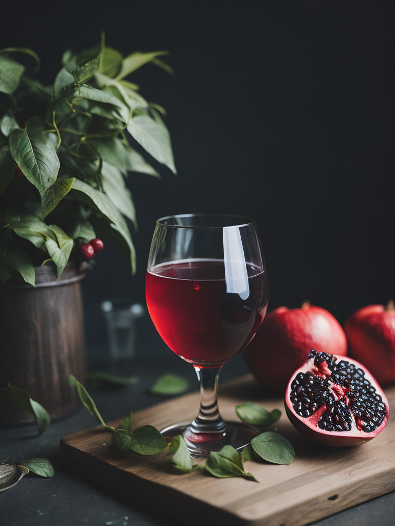 Lumenor AI Image Generation - glass of homemade pomegranate juices ...