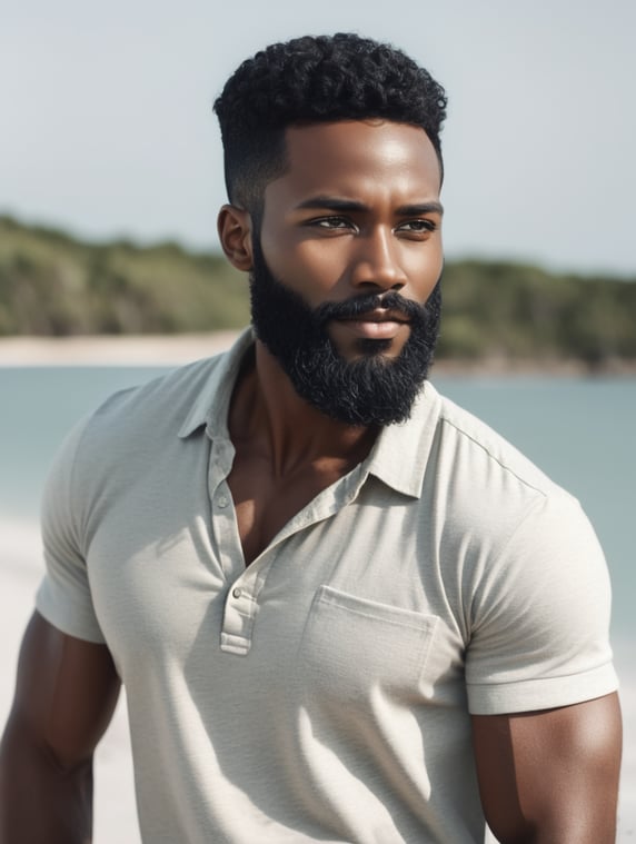 Premium Free ai Images | beautiful black island man with beard