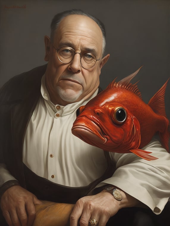 Premium Free ai Images | demonic red fish with red horns painting in ...