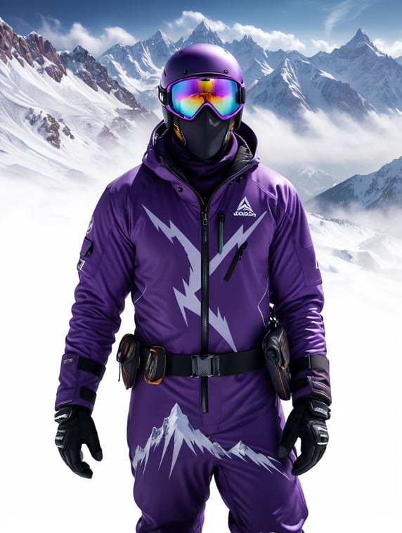 Premium Free ai Images | man in purple snowboard suit with lightning ...