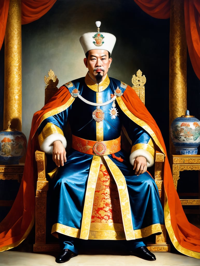 Premium Free ai Images | an th century painting of vietnamese emperor ...