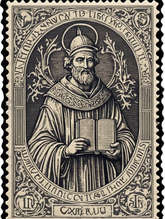 Premium Free ai Images | medieval style stamp ex libris œcumenius