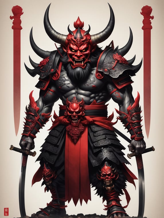 Premium Free ai Images | illustration of demon with two swords and ...