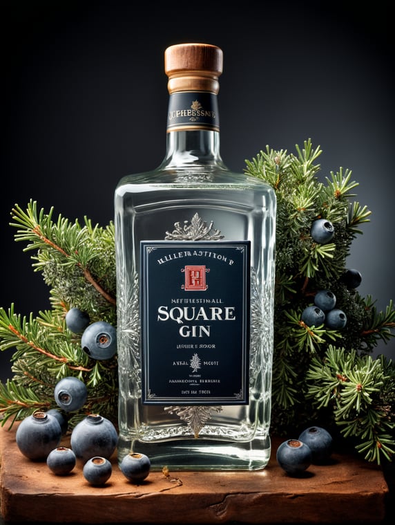 Premium Free ai Images | professional photography of square gin bottle ...