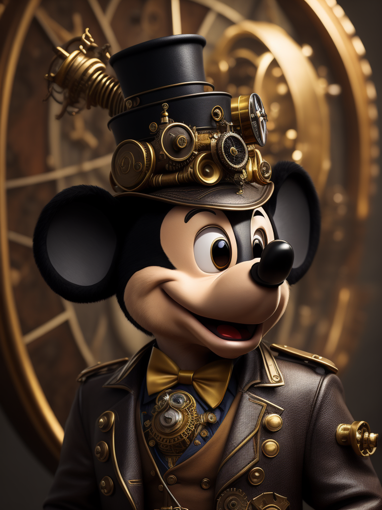 Lumenor AI Image Generation - portrait of mickey mouse in steampunk ...