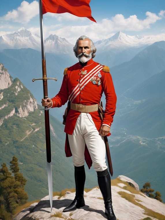 Premium Free ai Images | old giuseppe garibaldi wearing red th century ...