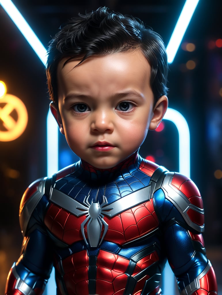 Premium Free ai Images | baby version of spider man marvel with black ...