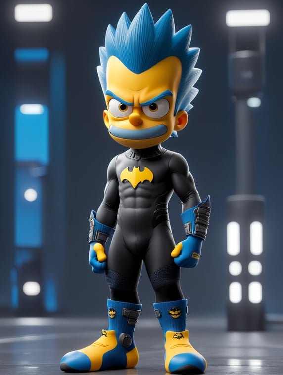 Premium Free ai Images | bart simpson on batman suit wearing futuristic ...
