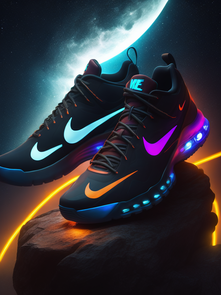 Lumenor AI Image Generation - illustration of nike sports shoe in neon ...