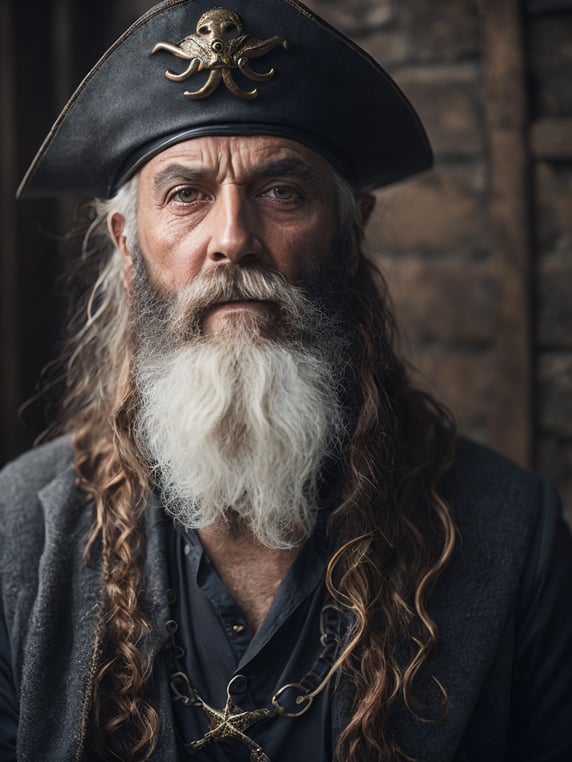 Premium Free ai Images | old pirate with octopus beard dark scene dark ...