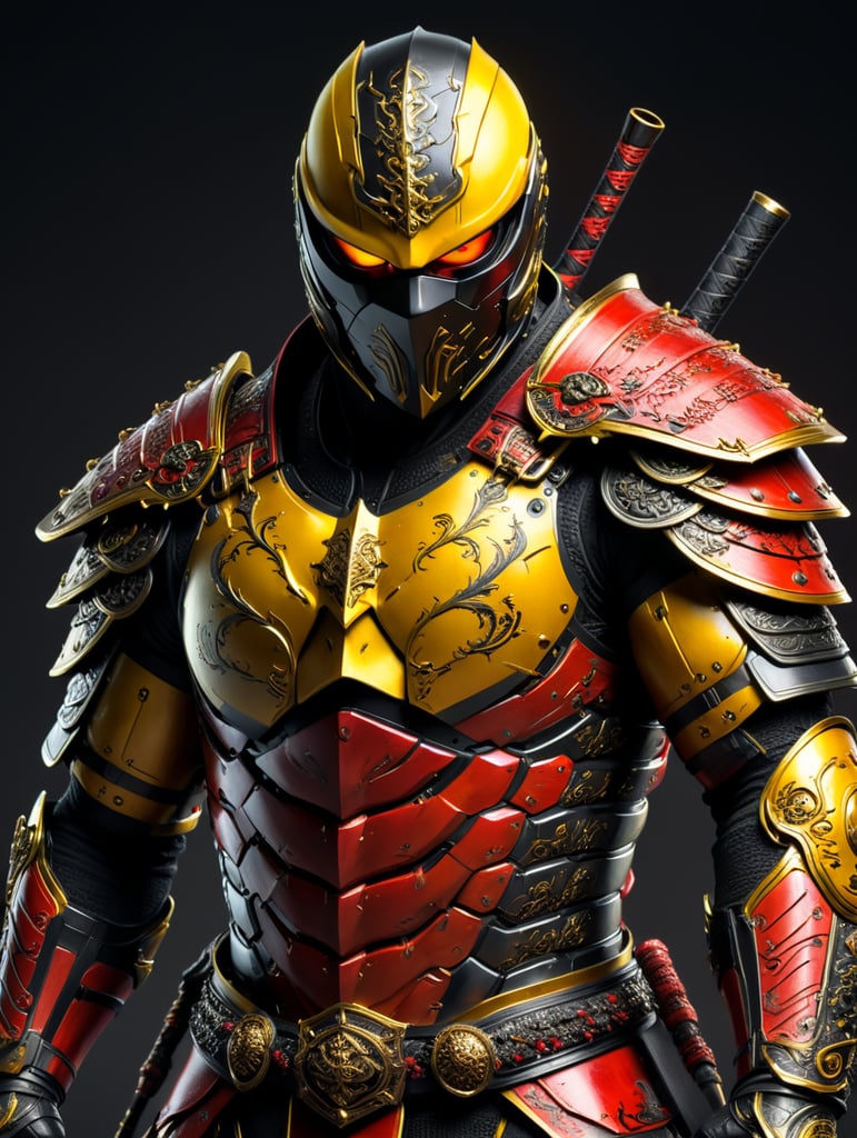 Premium Free ai Images | yellow red and black ninja armor