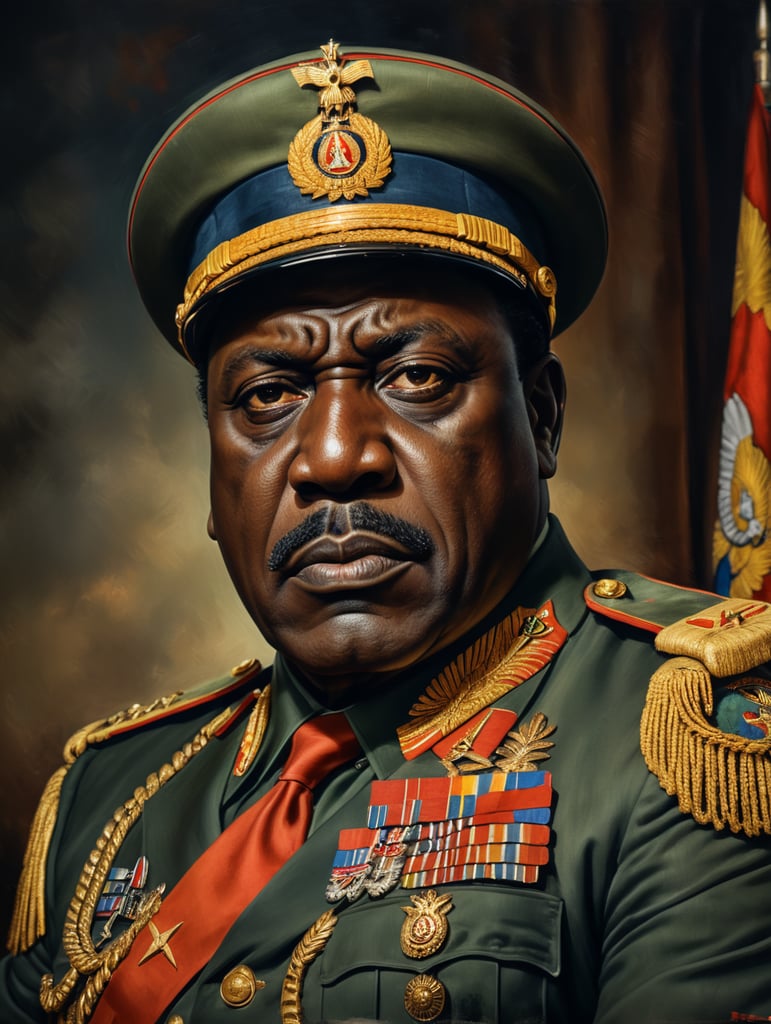 Premium Free ai Images | portrait of the dictator idi amin in realistic ...