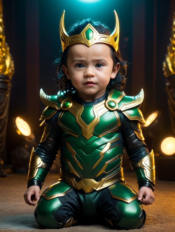 Premium Free ai Images | baby version of loki marvel with black hair ...