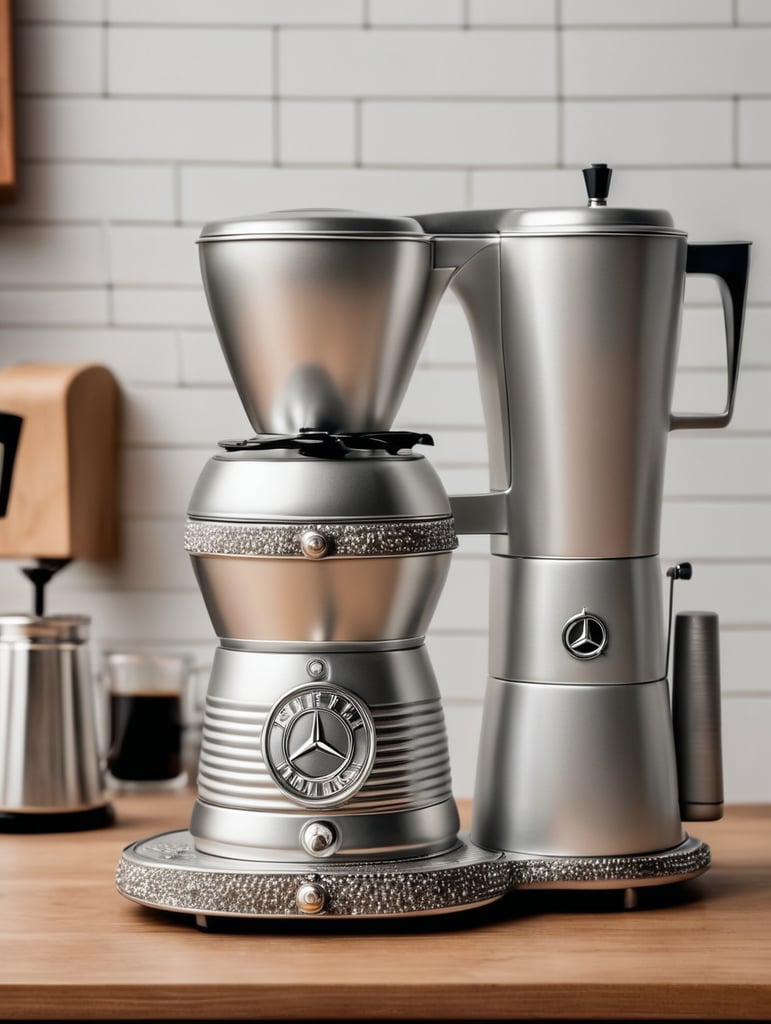 Premium Free ai Images | vintage coffee maker shaped like silver ...