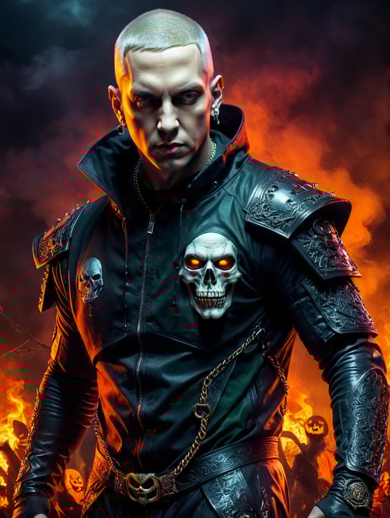 Premium Free ai Images | eminem rapper as an evil character wearing ...