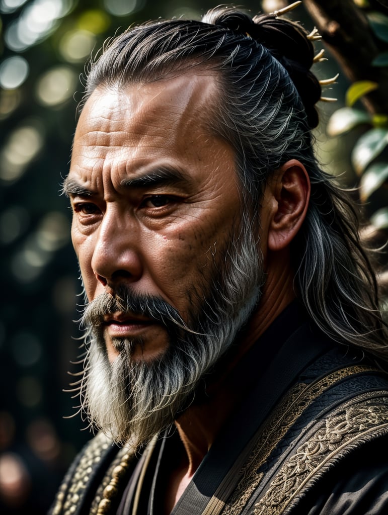 Premium Free ai Images | dark moody aesthetic wise old japanese samurai ...