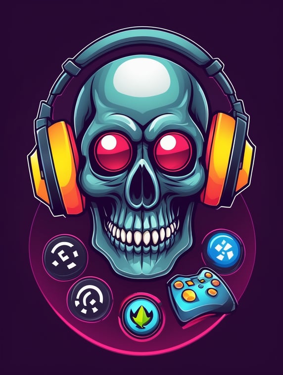 Premium Free ai Images | skull gamers mascot logo gaming bright colors ...