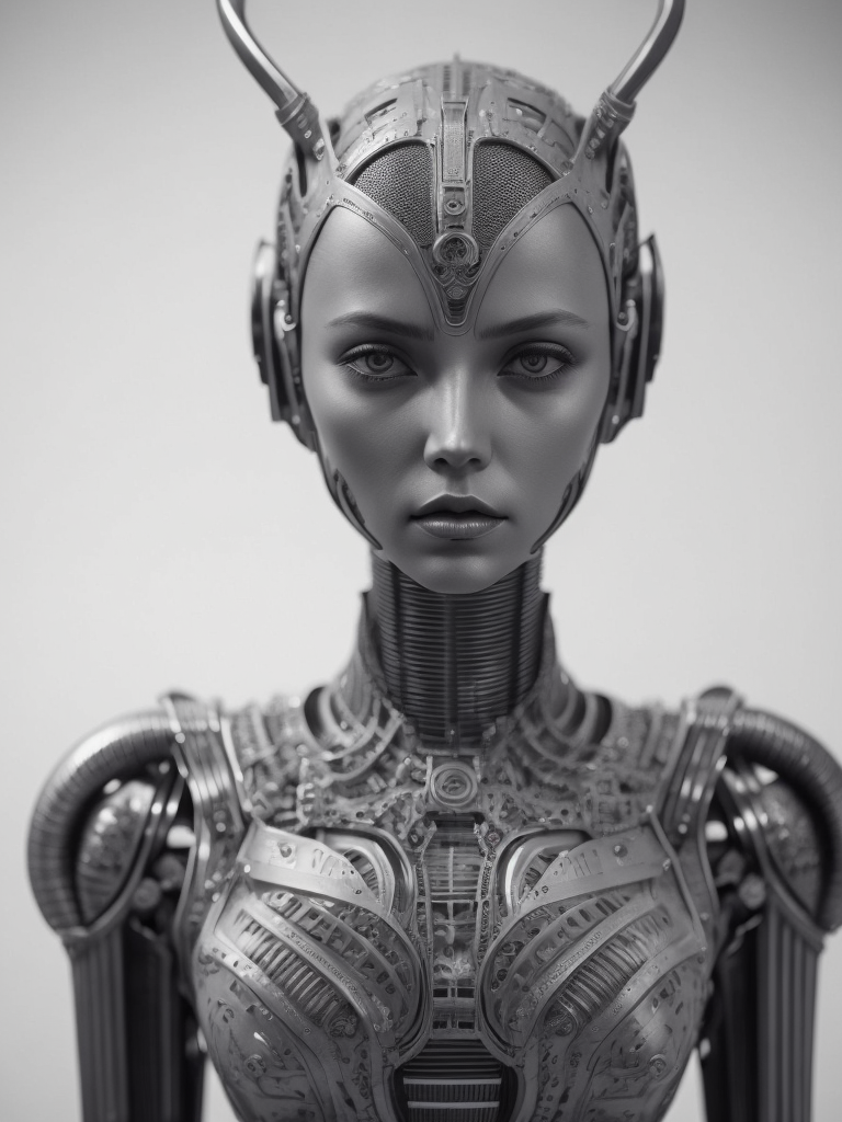 Lumenor AI Image Generation - female robot giger style black and white ...