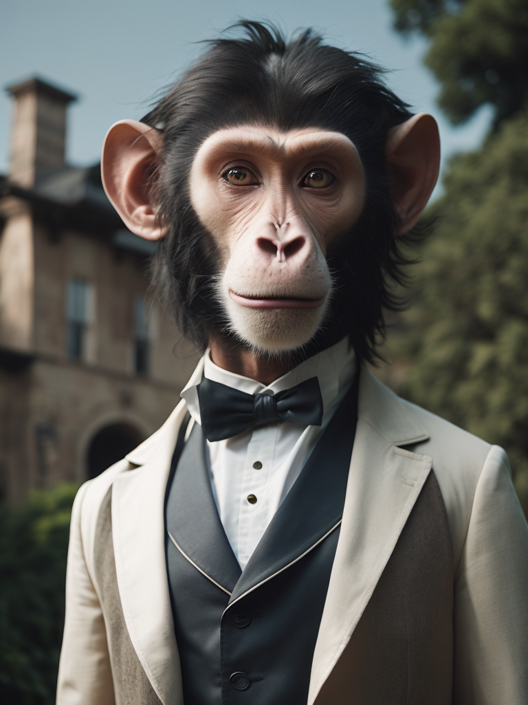 Lumenor AI Image Generation - portrait of monkey wearing white tuxedo ...