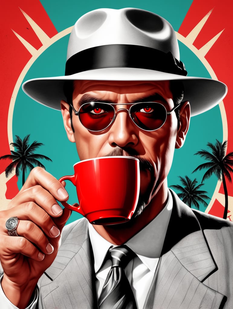 Premium Free ai Images | miami gangster holding red cup eye catching ...