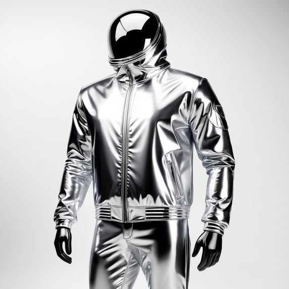 Premium Free ai Images | realistic photo of chrome shiny jacket on ...