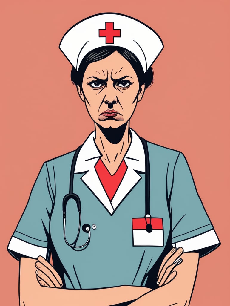 Premium Free ai Images | an angry nurse illustration flat style france ...