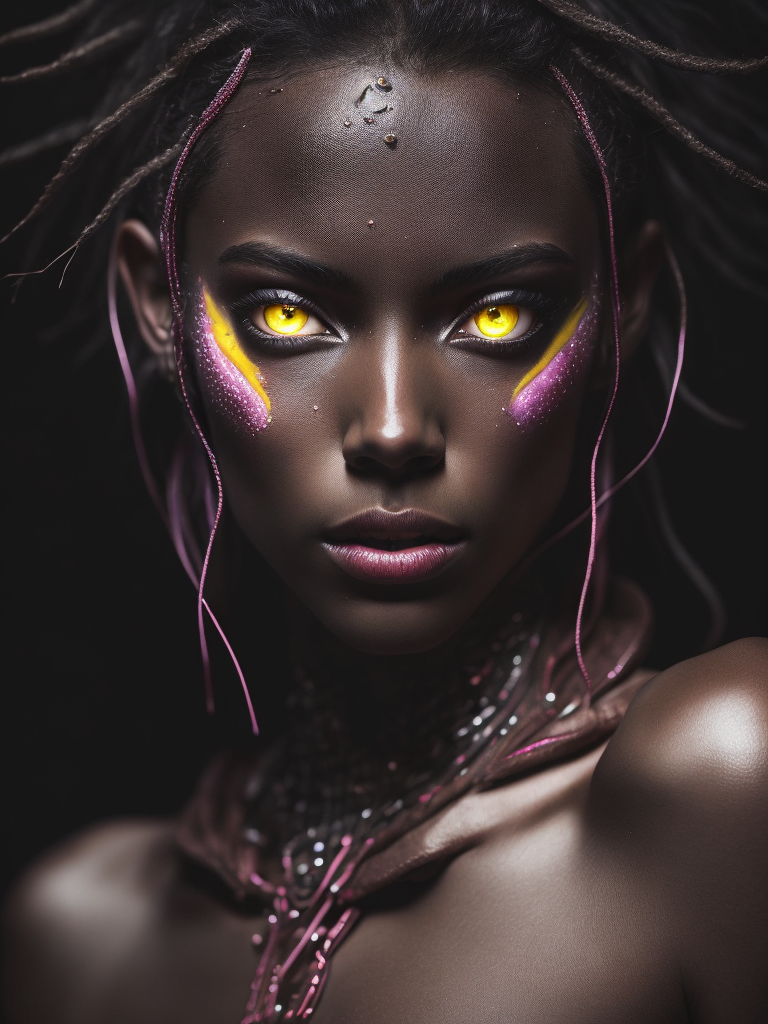 Premium Free ai Images | beautiful alien girl with pink skin and yellow ...