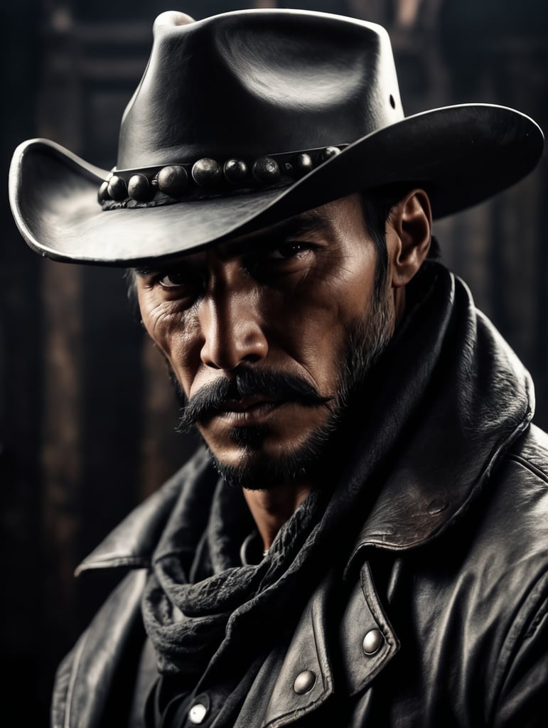 Premium Free ai Images | old western bandit train robber leather cowboy ...