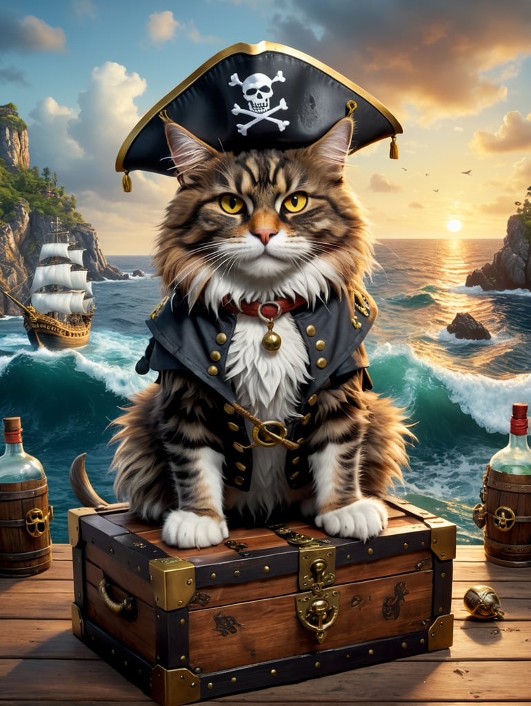 Premium Free ai Images | create image of maine coon cat dressed as ...