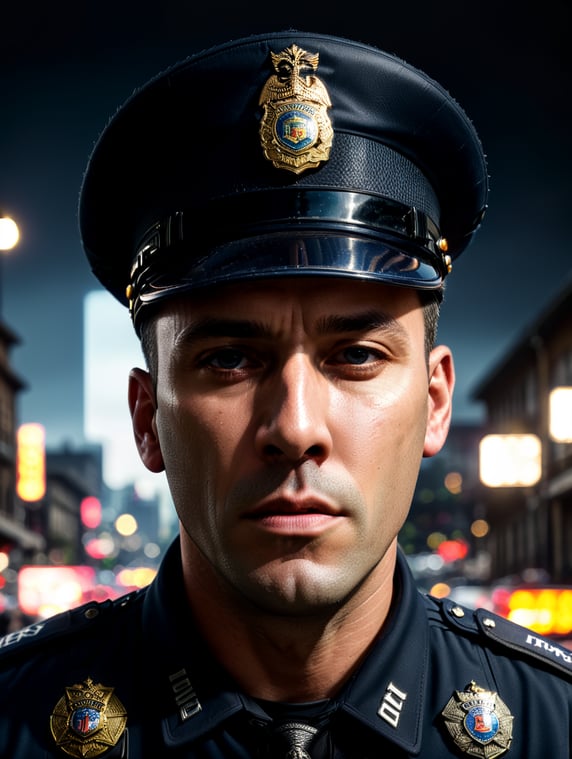 Premium Free ai Images | epic portrait of police officer city crime ...