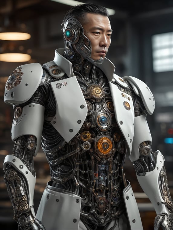 Premium Free ai Images | japanese cyborg in lab coat