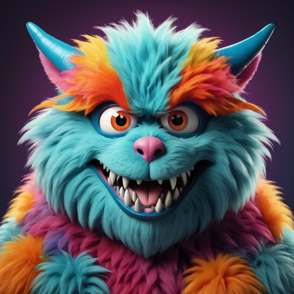 Premium Free ai Images | furry monster vivid saturated colors studio ...