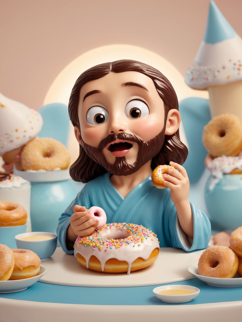 Premium Free ai Images | jesus eating sweet donut