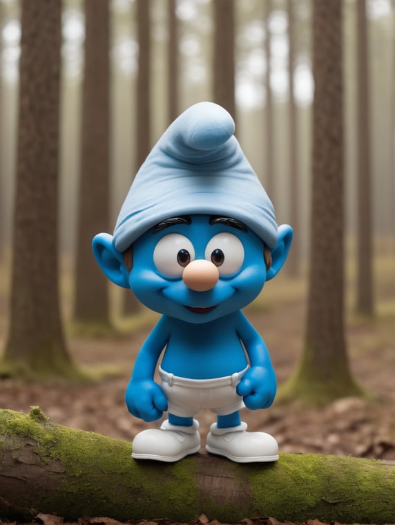 Premium Free ai Images | smurf grumpy face walking in beautiful forst