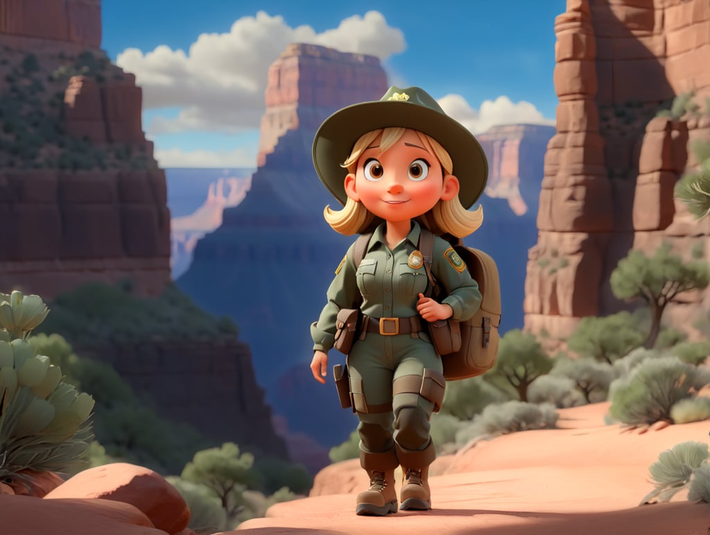 Premium Free ai Images | female park ranger hiking in grand canyon