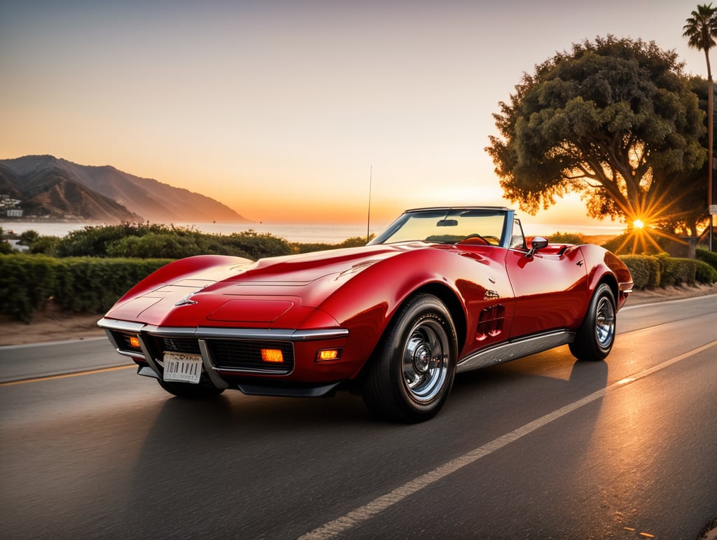 Premium Free ai Images | red corvette stingray convertible speeding ...