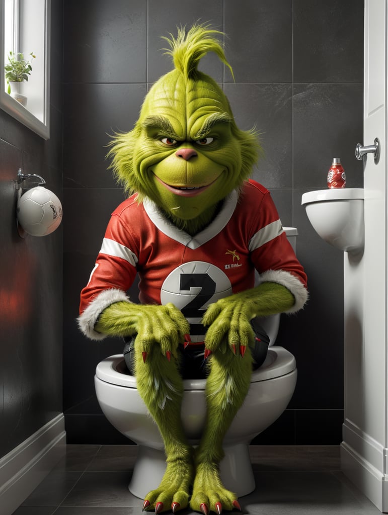 Premium Free ai Images | profile side of the grinch wearing football ...