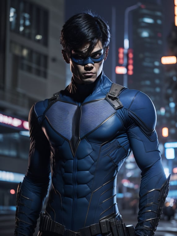 Premium Free ai Images | nightwing ultra realistic destroyed city ...