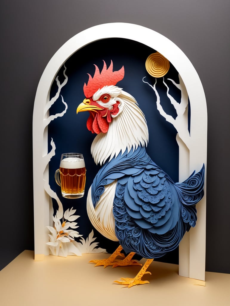 Premium Free ai Images | drunk rooster holding beer