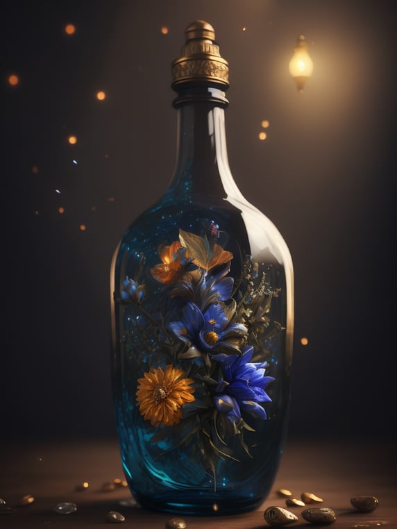Premium Free ai Images | magic elixir bottle from carved glass ...
