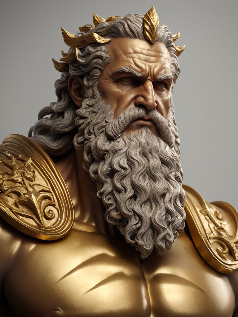 Premium Free ai Images | realistic golden head sculpture of greek god ...
