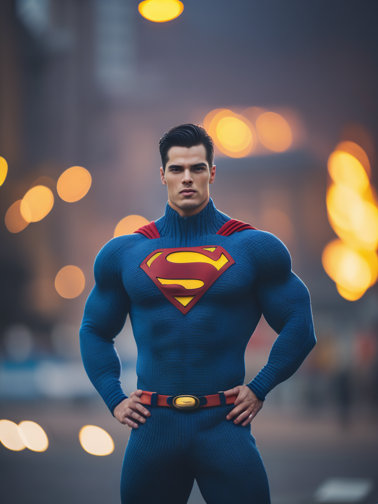 Lumenor AI Image Generation - portrait of superman in knitted suit blue ...