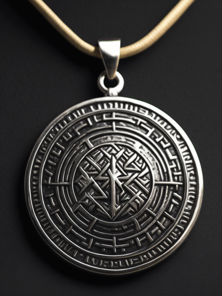 Premium Free ai Images | silver round amulet with ancient runes ...
